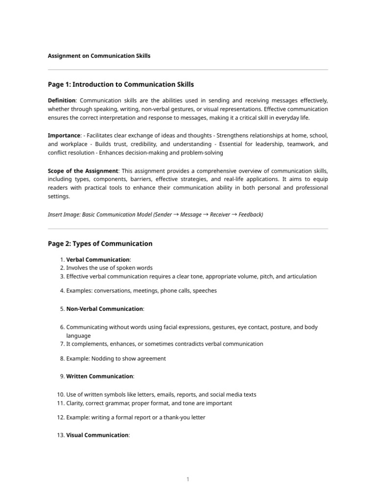 Communication Skills Assignment | PDF | Communication | Nonverbal ...