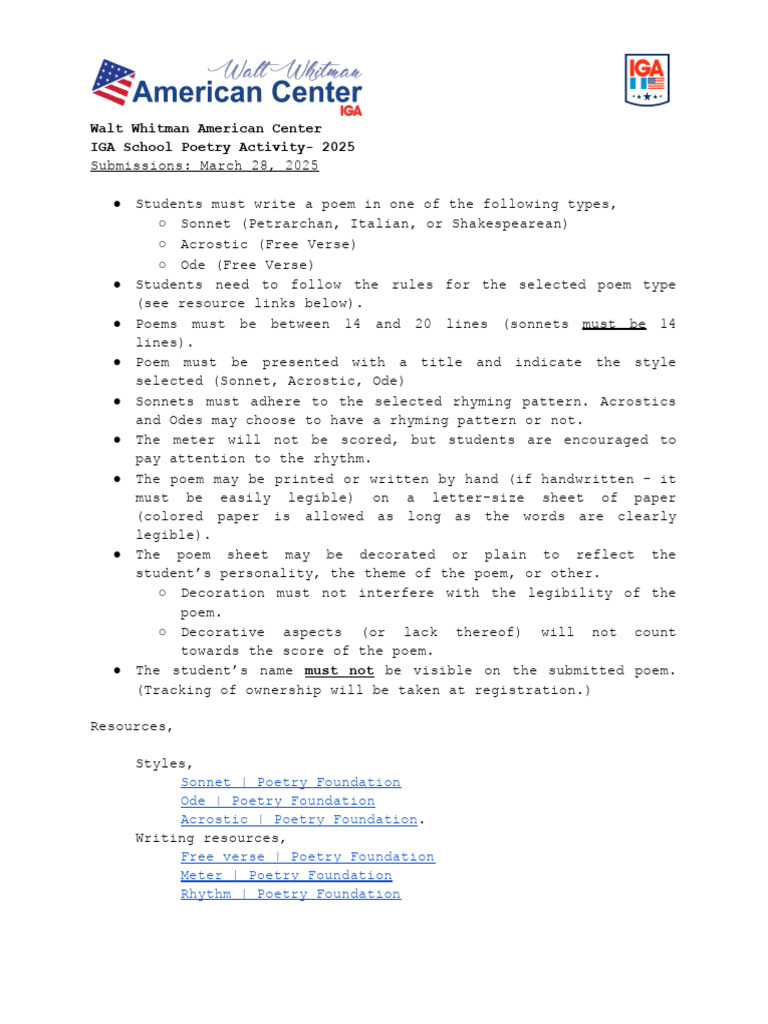 Poetry Submission Guidelines 2025 | PDF