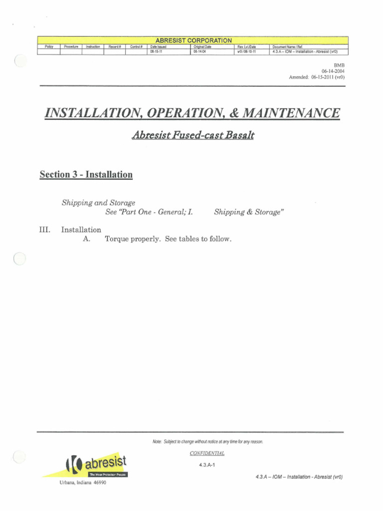 Abresist Installation & Torque Guidelines | PDF | Joining