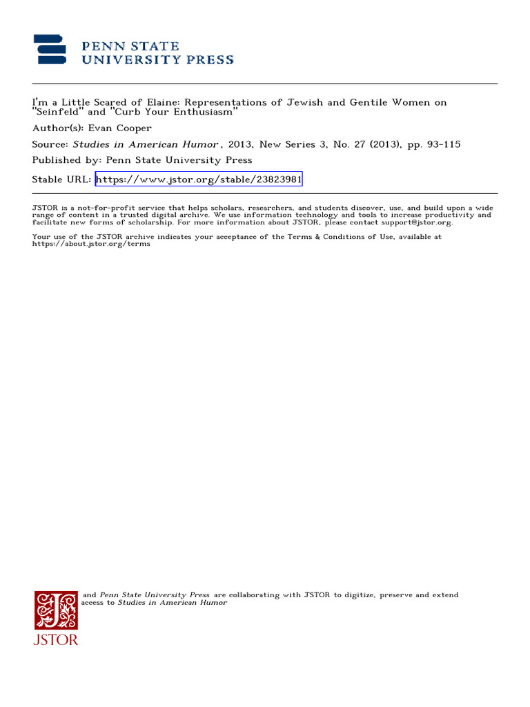 Seinfeld, Curb: I'm A Little Scared (Essay) | PDF | Seinfeld