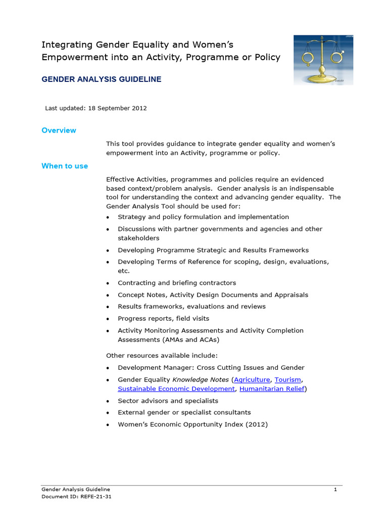 Gender Analysis Guidelines for Empowerment | PDF | Gender Studies ...