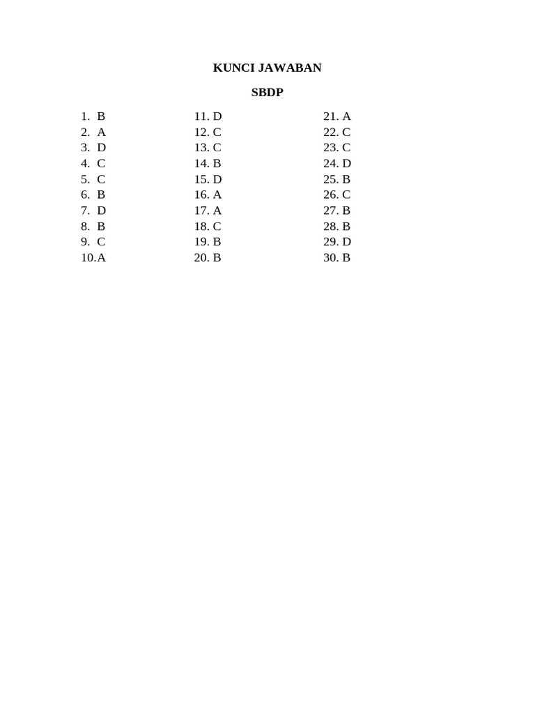 Kunci Jawaban Us SBDP | PDF