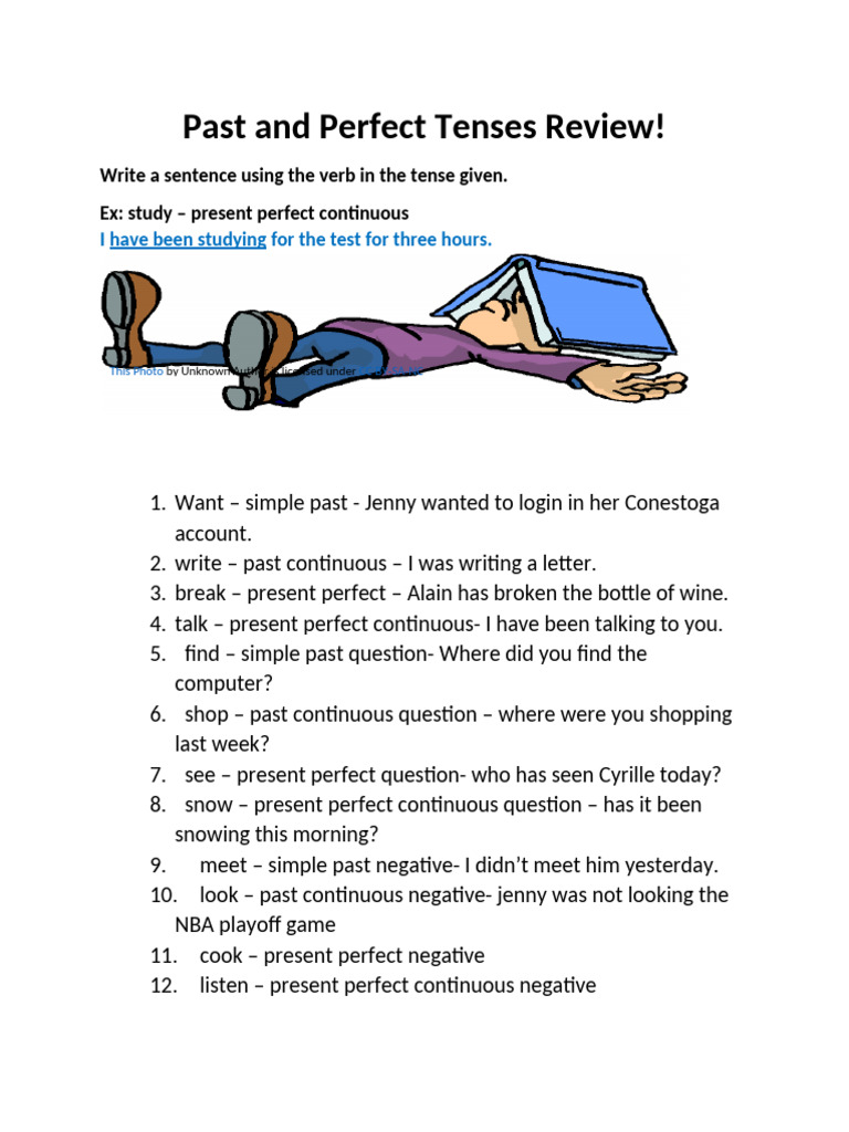 Past & Perfect Tenses Writing Review Jenny, Alain and Cyrille | PDF