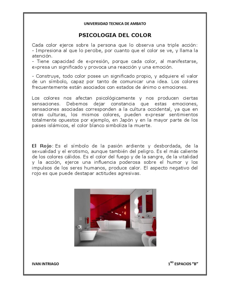 Psicologia Del Color | PDF | Color | Rojo