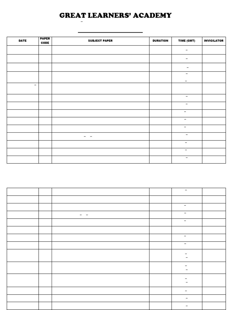 2025 Great Learner Academy Waec Time Table | PDF