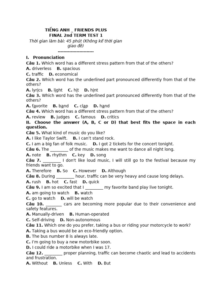 English Test: Friends Plus 2nd Term | PDF | Clothes Dryer | Energy ...