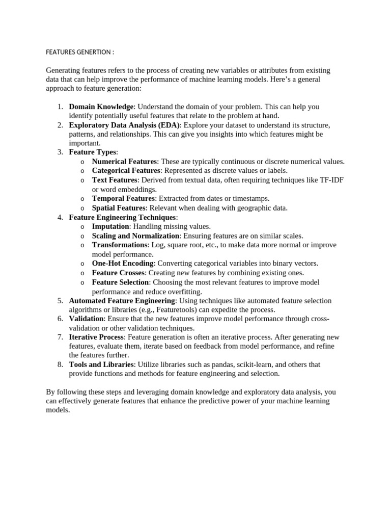 Features Selection and Featurs Generation | PDF | Principal Component Analysis | Artificial ...