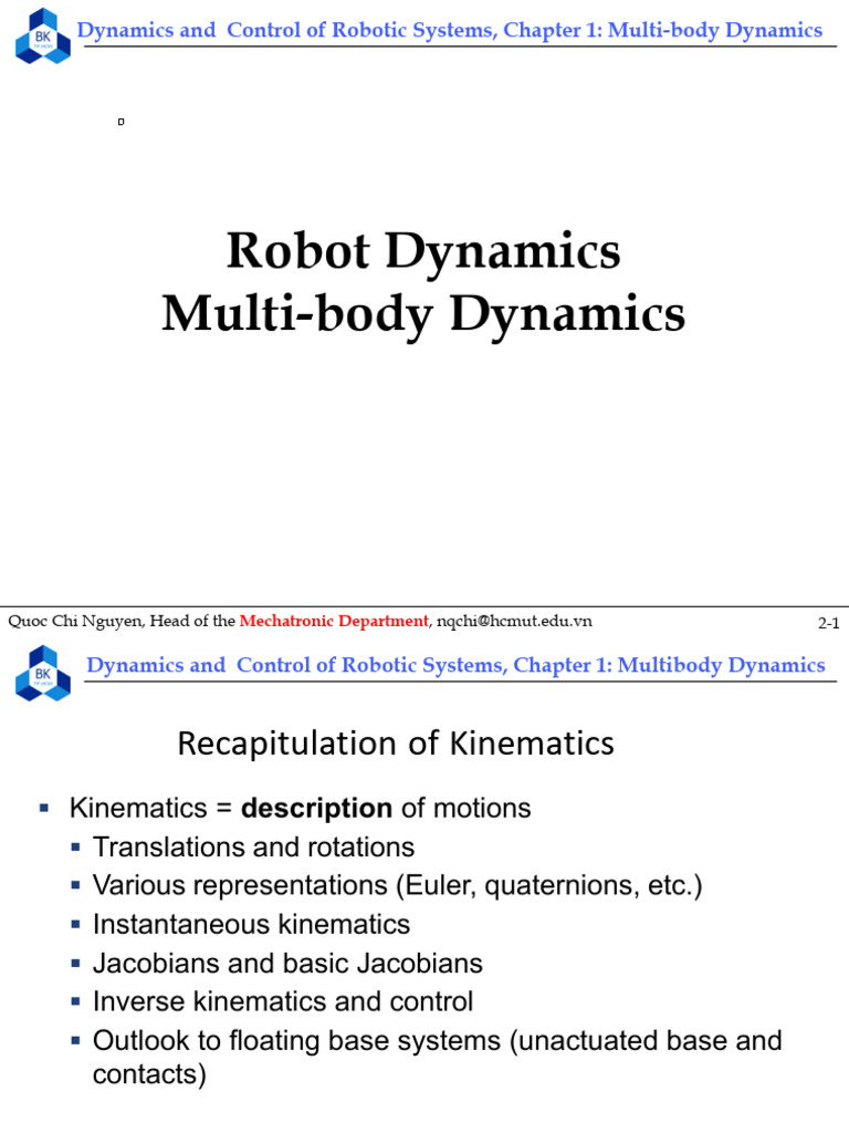 Robot Dynamics Multi-Body Dynamics | PDF | Classical Mechanics | Momentum