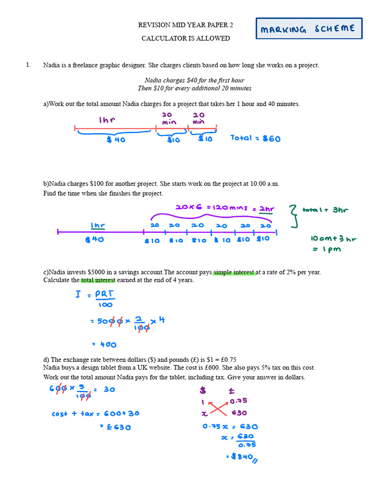 Revision Paper 2 Maths D Marking Scheme | PDF | Mathematics
