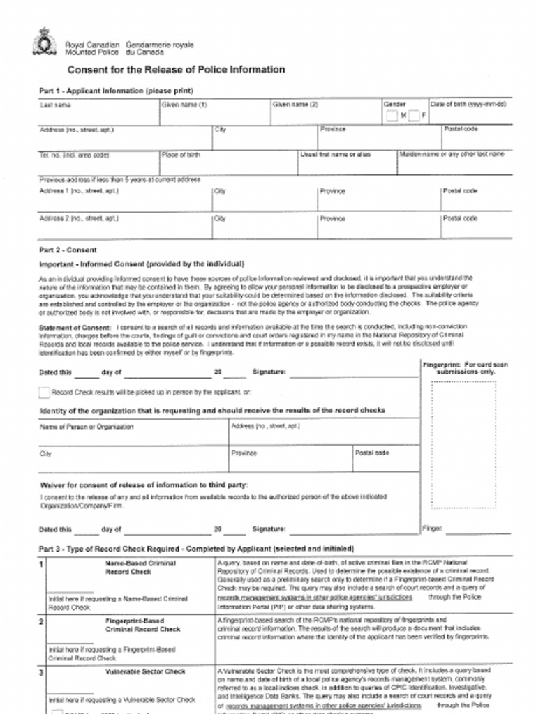 RCMP Records Check Form | PDF