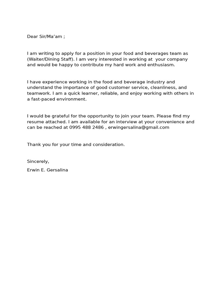 Job Application Letter | PDF