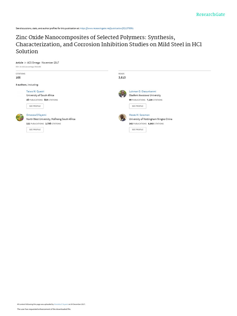 Zinc Oxide Nanocomposites of Selected Polymers Syn | PDF ...