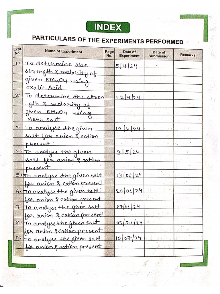 Xii Chem Lab Journal | PDF