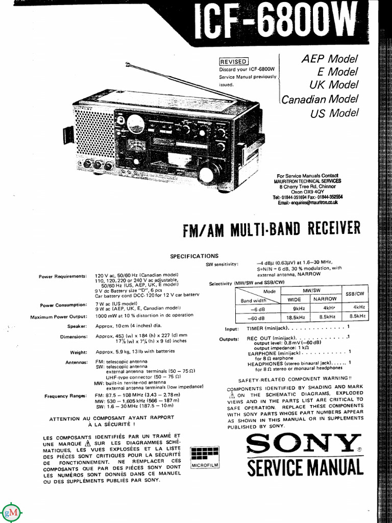 ? Sony Icf-6800w SM PLL Annotat Detal | PDF