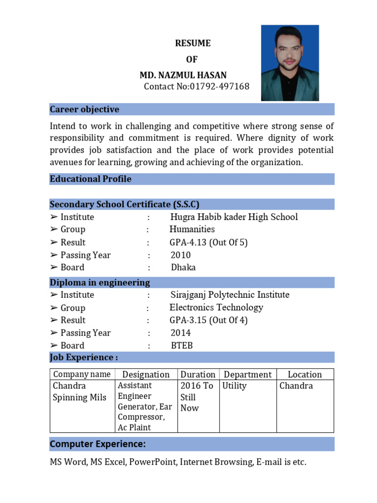 CV Nazmul Hasan | PDF