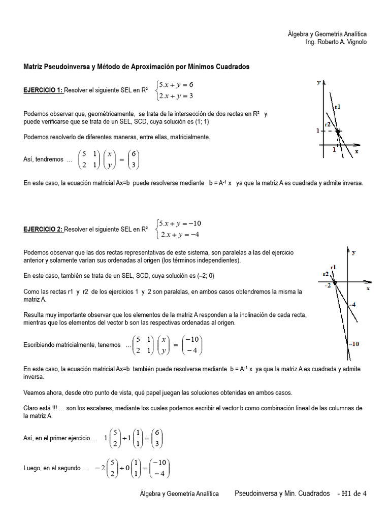 2018 - Pseudoinversa | PDF | Matriz (Matemáticas) | Vector Euclidiano