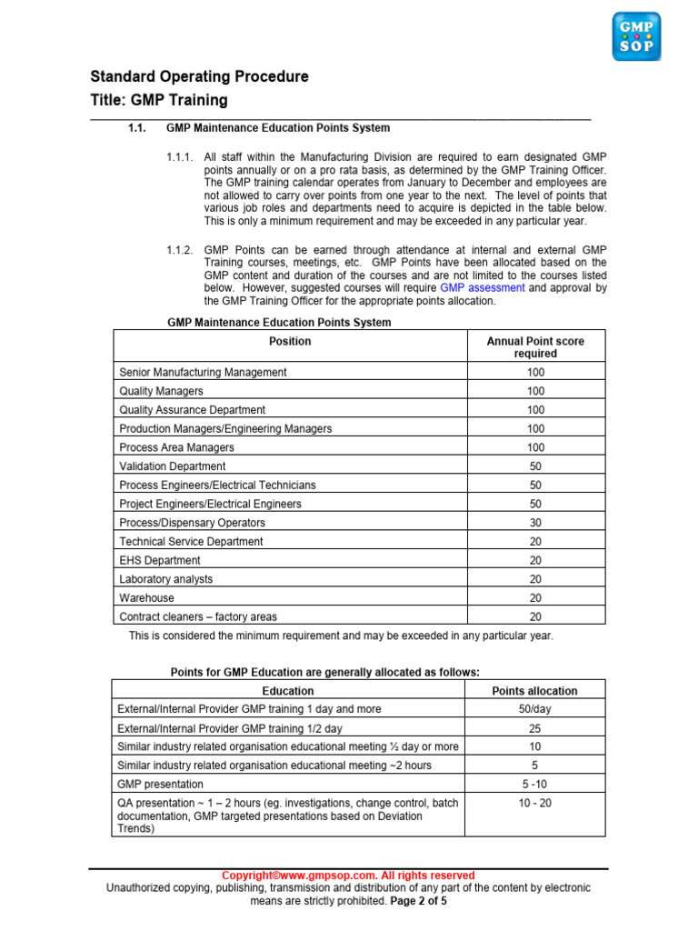 QMS 095 GMP Training Sample | PDF | Business