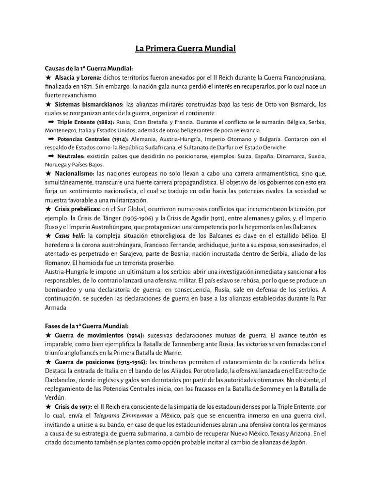 Tema 5 La Primera Guerra Mundial | PDF | Primera Guerra Mundial ...