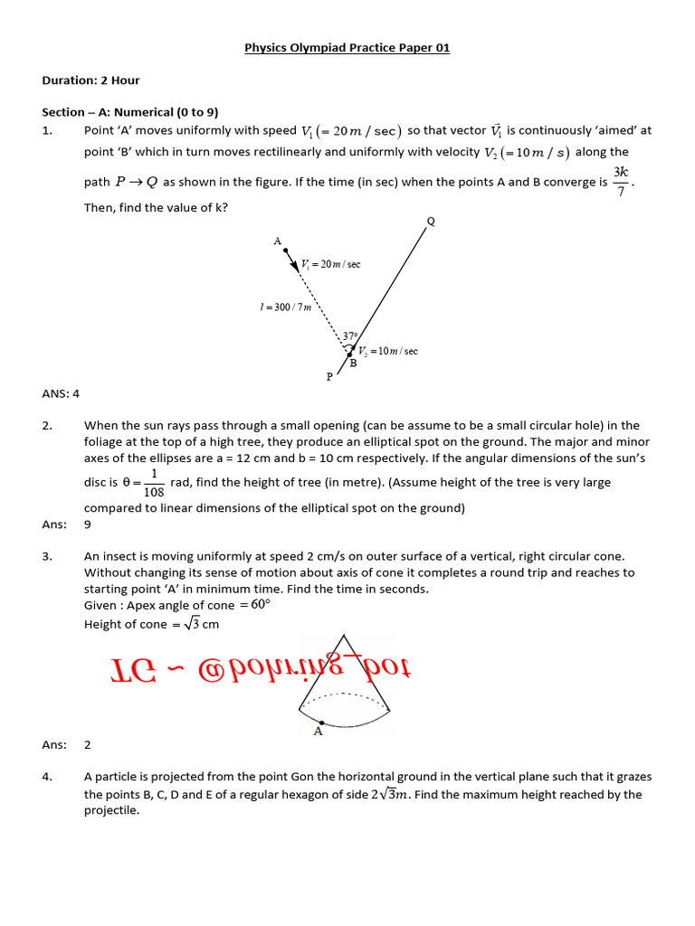 Physics Oly Practice Test 01 | PDF | Ellipse | Helix