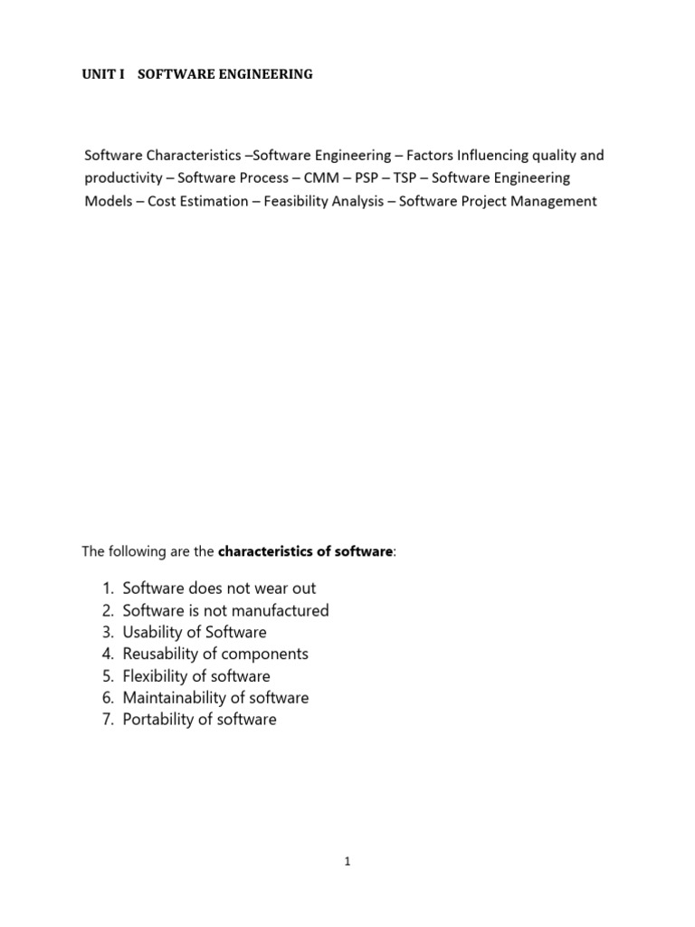 What Is Software?: Unit I Software Engineering | PDF | Software Development Process | Software ...