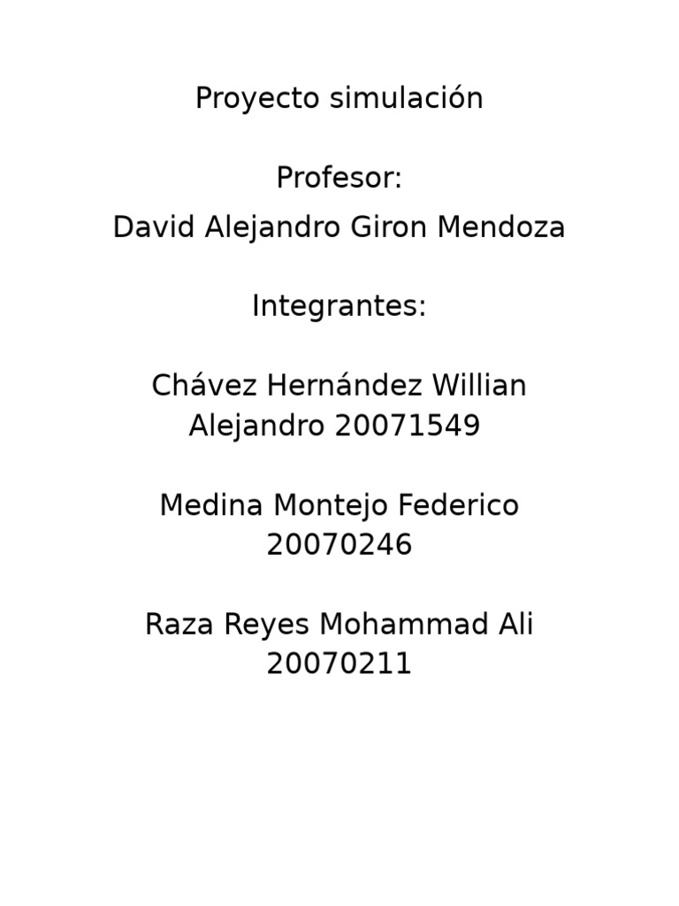 Proyecto Simulacion | PDF
