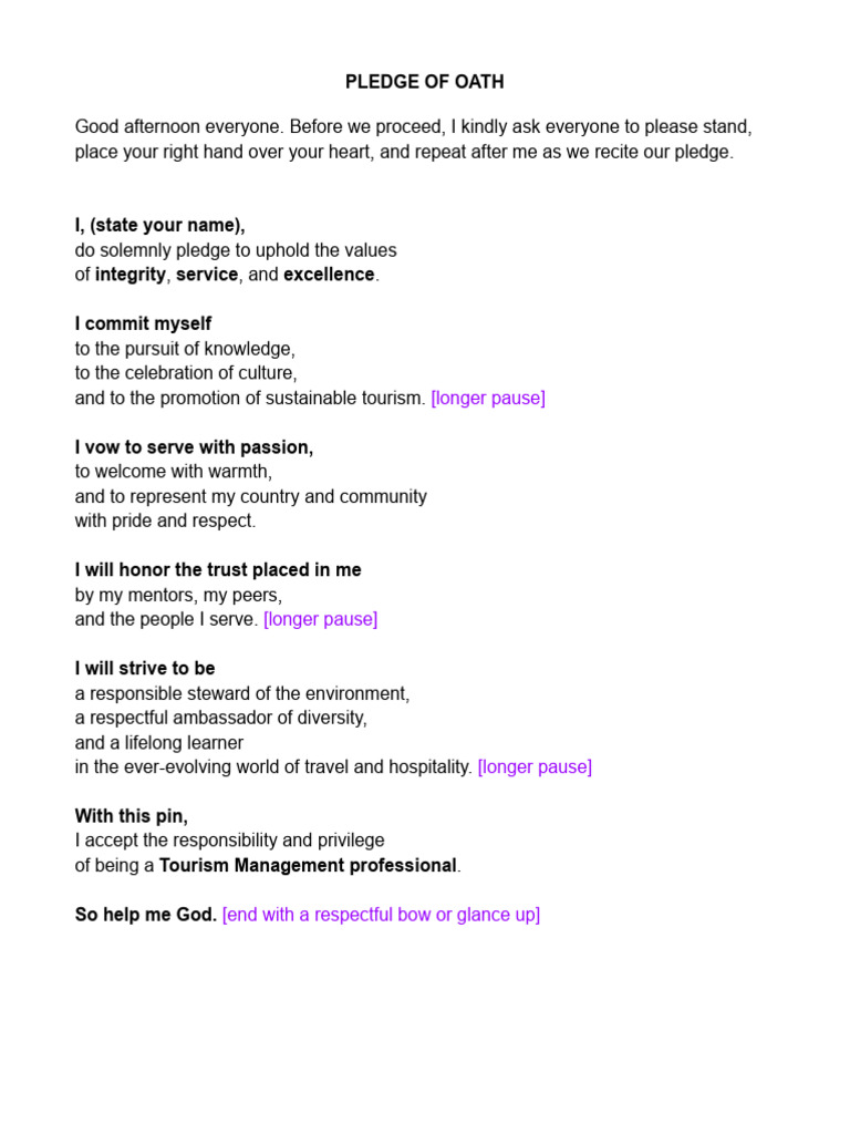 Pledge of Oath | PDF