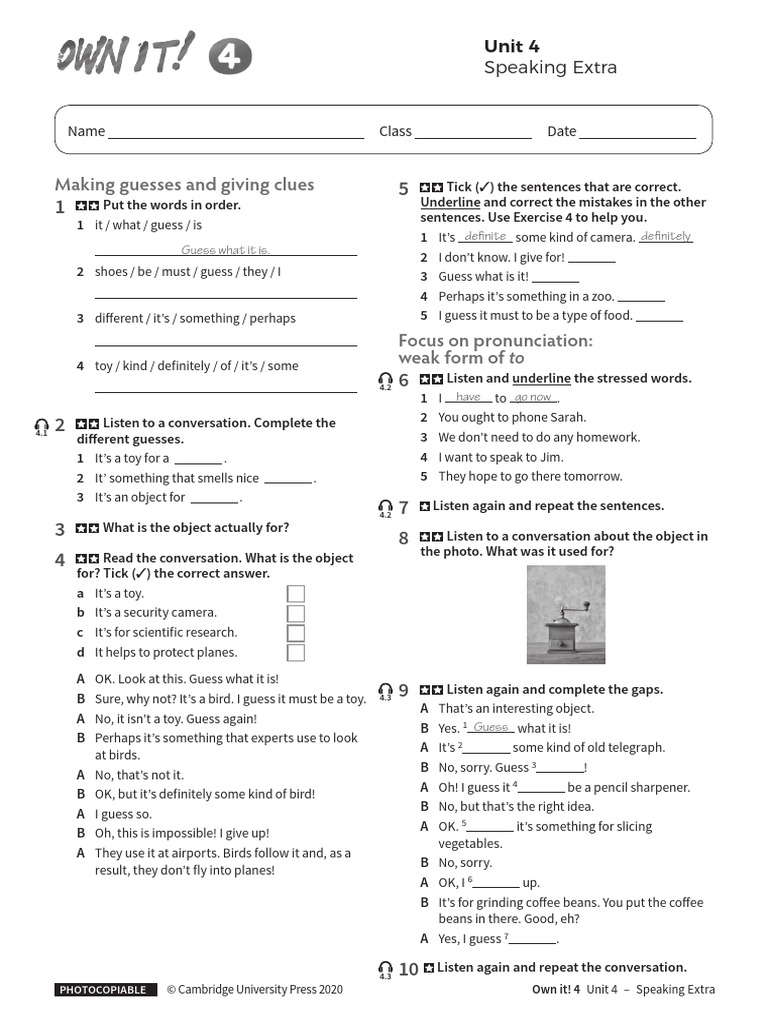 Speaking Extra Unit4 With Answers | PDF