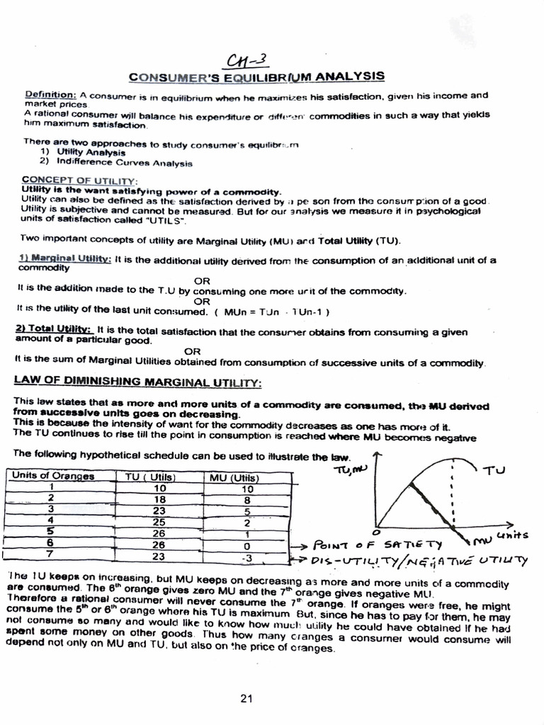 Consumer's Equilibrium Handouts | PDF | Utility | Trade