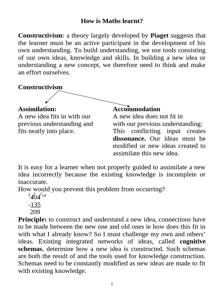 Teaching Maths: Constructivist Approach | PDF | Constructivism ...