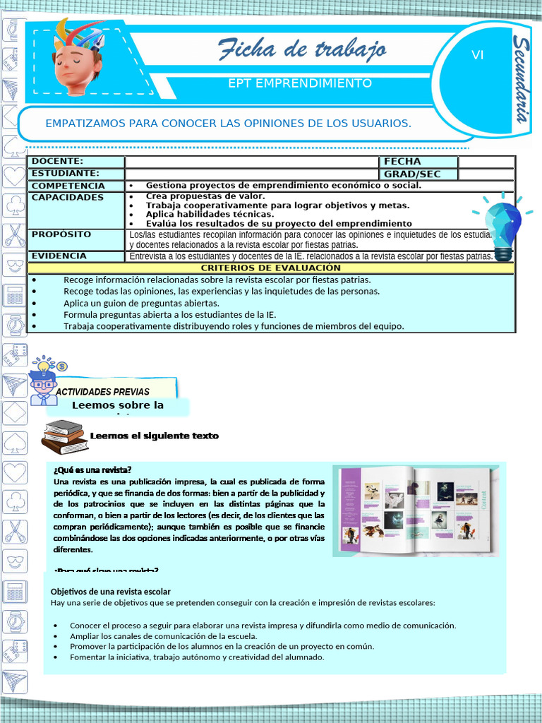 Ficha de Actividad Ept Emprendimiento Vi - Semana 1 | PDF | El ...