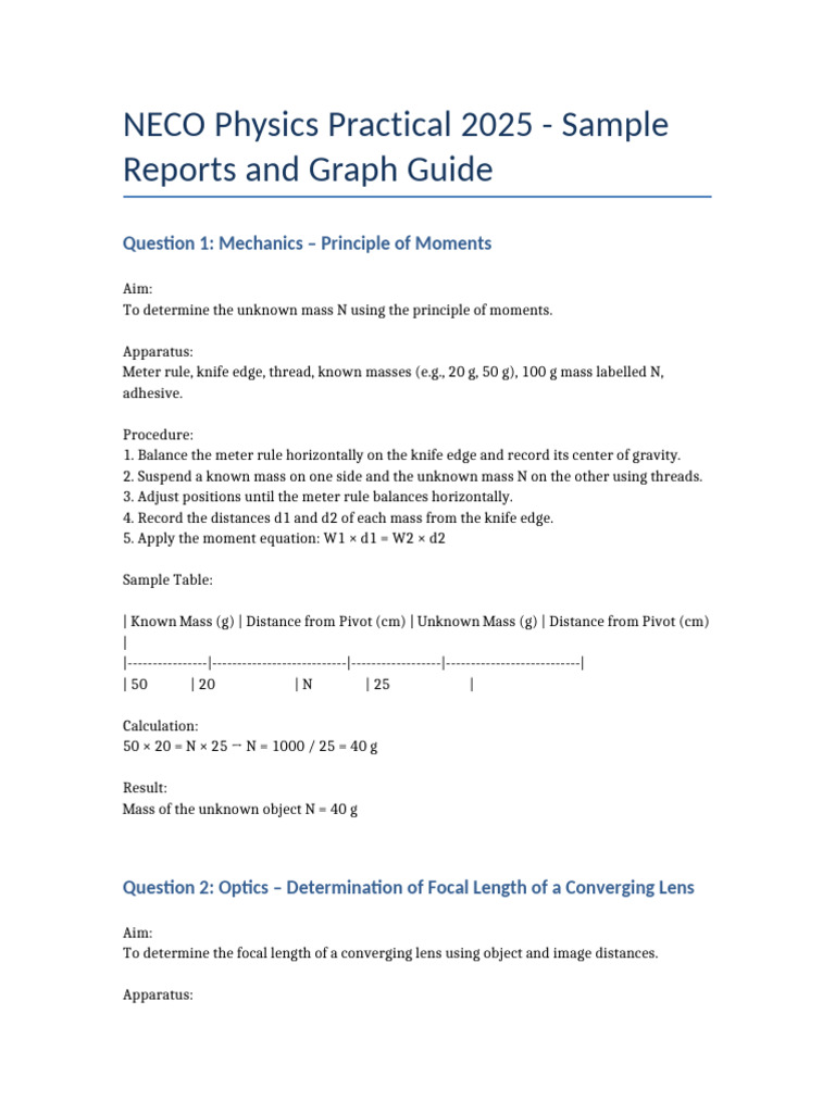 NECO Physics Practical Guide 2025 | PDF | Resistor | Electricity