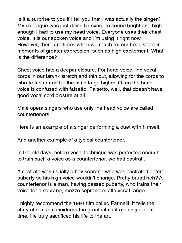 Countertenors vs. Castrati Explained | PDF