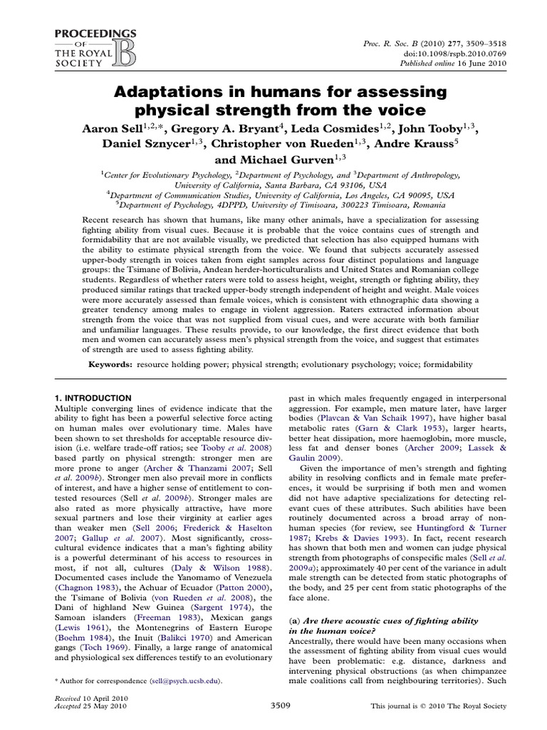 Sell 2010 Adaptations in Humans For Assessing | PDF | Linear Regression ...