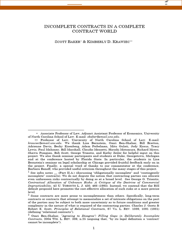 Incomplete Contracts - Complete Word | PDF | Prices | Private Law