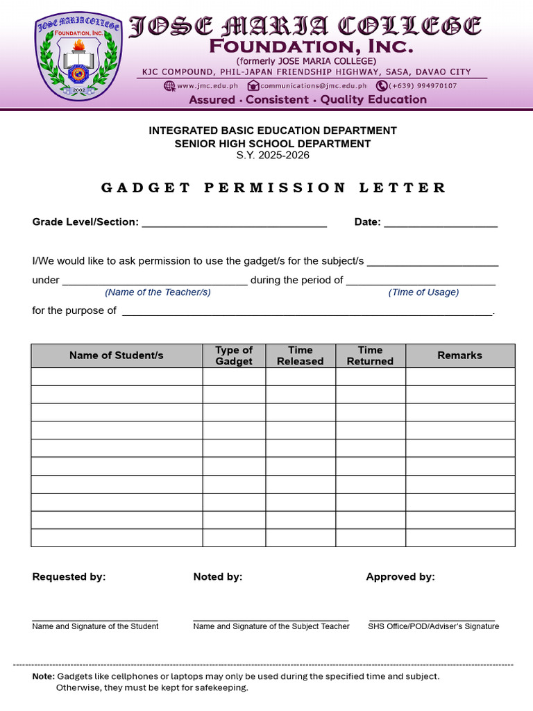 Gadget Permission Request Form | PDF