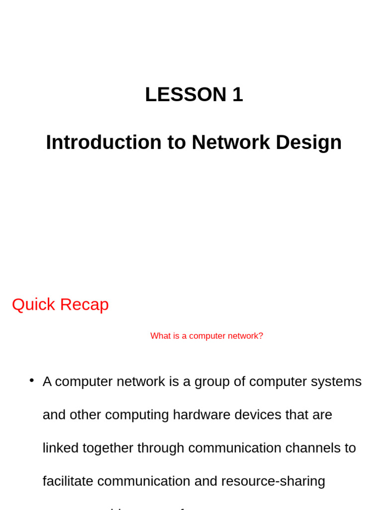 Lesson 1 - Introduction To Network Design | PDF | Computer Network ...