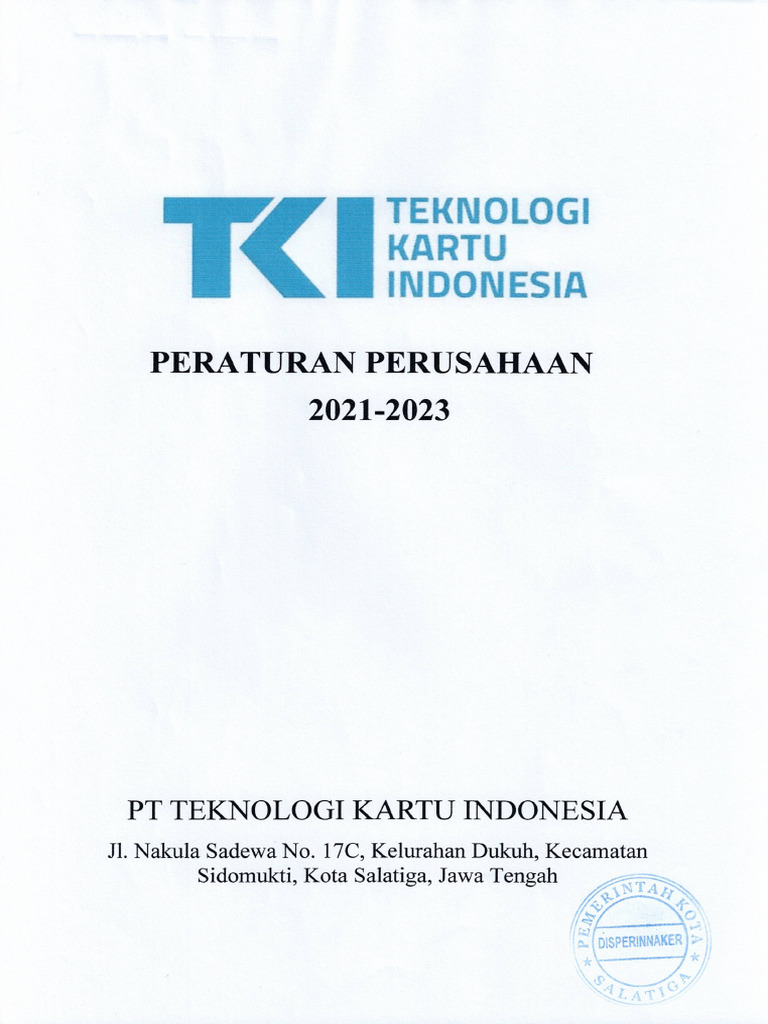Peraturan Perusahaan PT TKI 2022-2024 | PDF