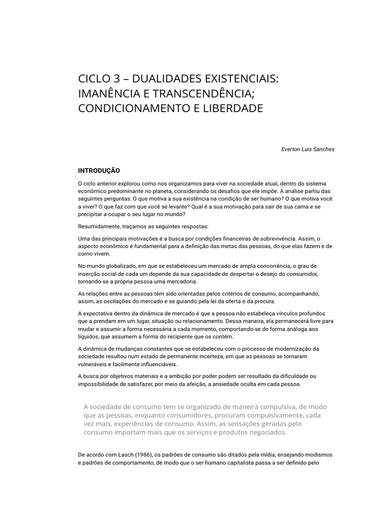 Dualidades Existenciais: Liberdade e Condicionamento | PDF | Liberdade ...