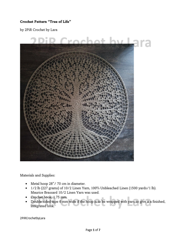 Free Tree of Life Crochet Pattern | PDF | Crochet | Yarn