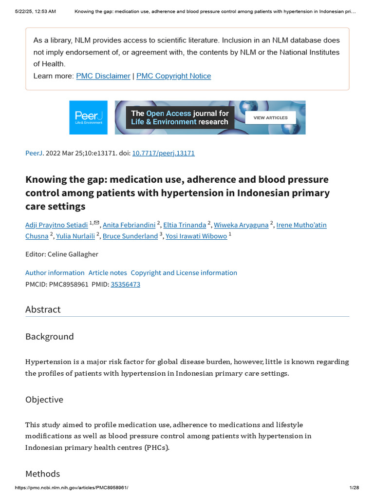 Hypertension Management in Indonesia: Adherence Issues | PDF ...