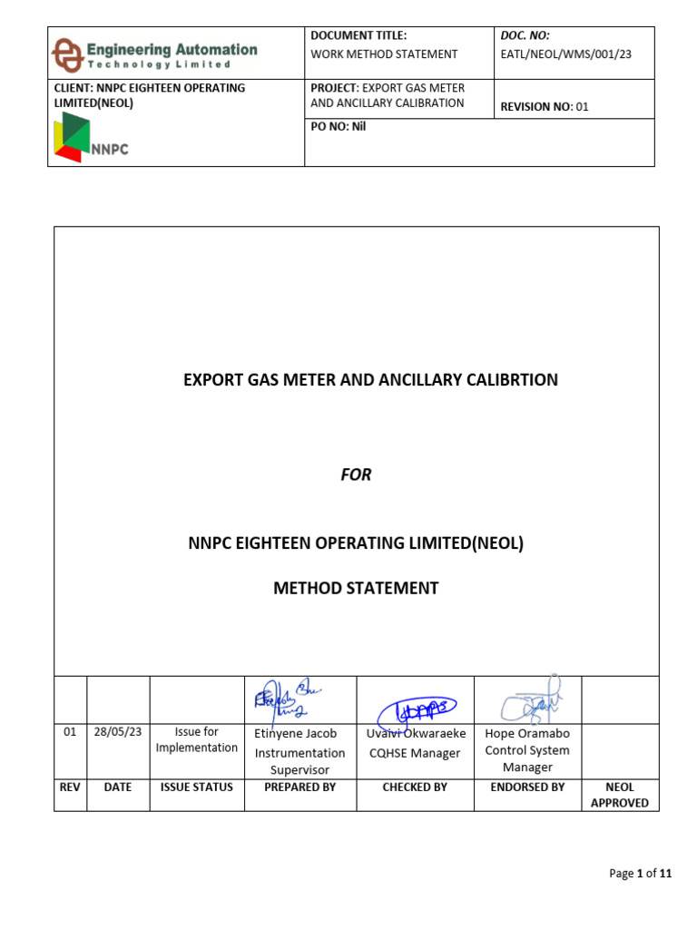 Method Statement - Export Gas Meter and Ancillary Calibration-Alakairi ...
