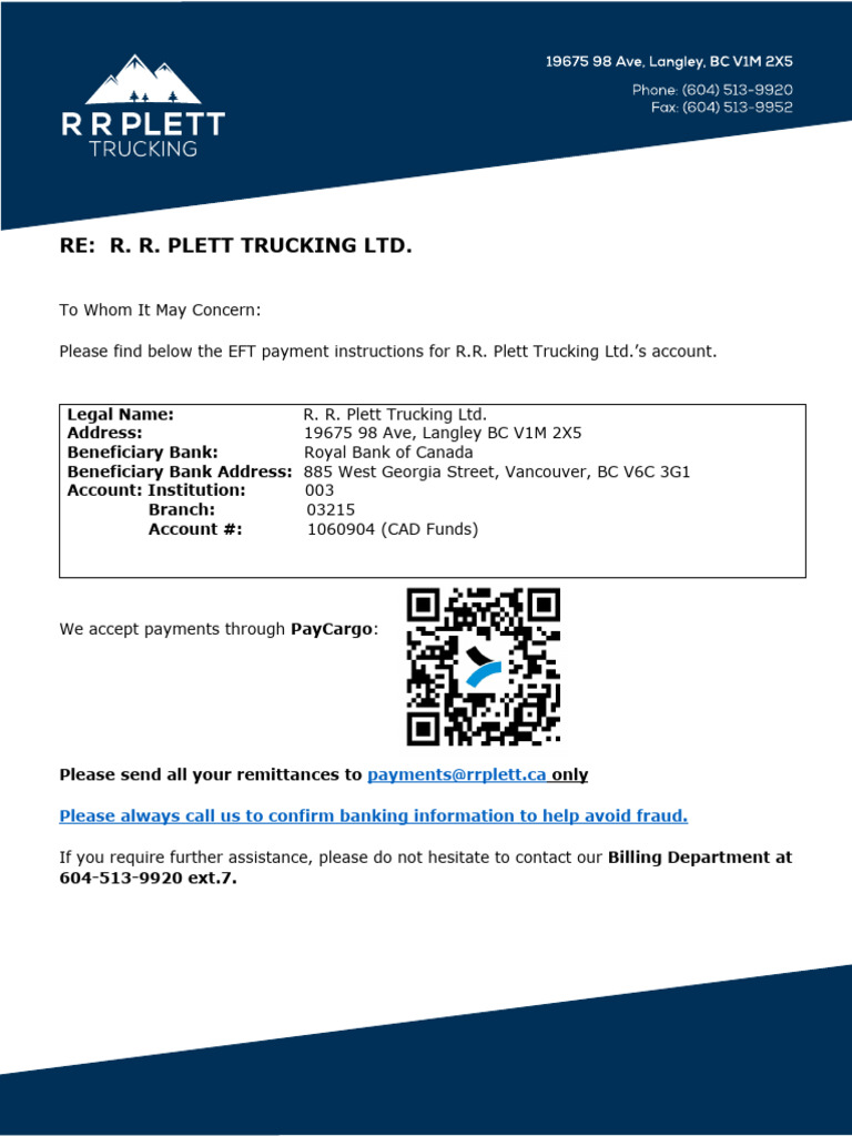 EFT Instructions RRPT | PDF