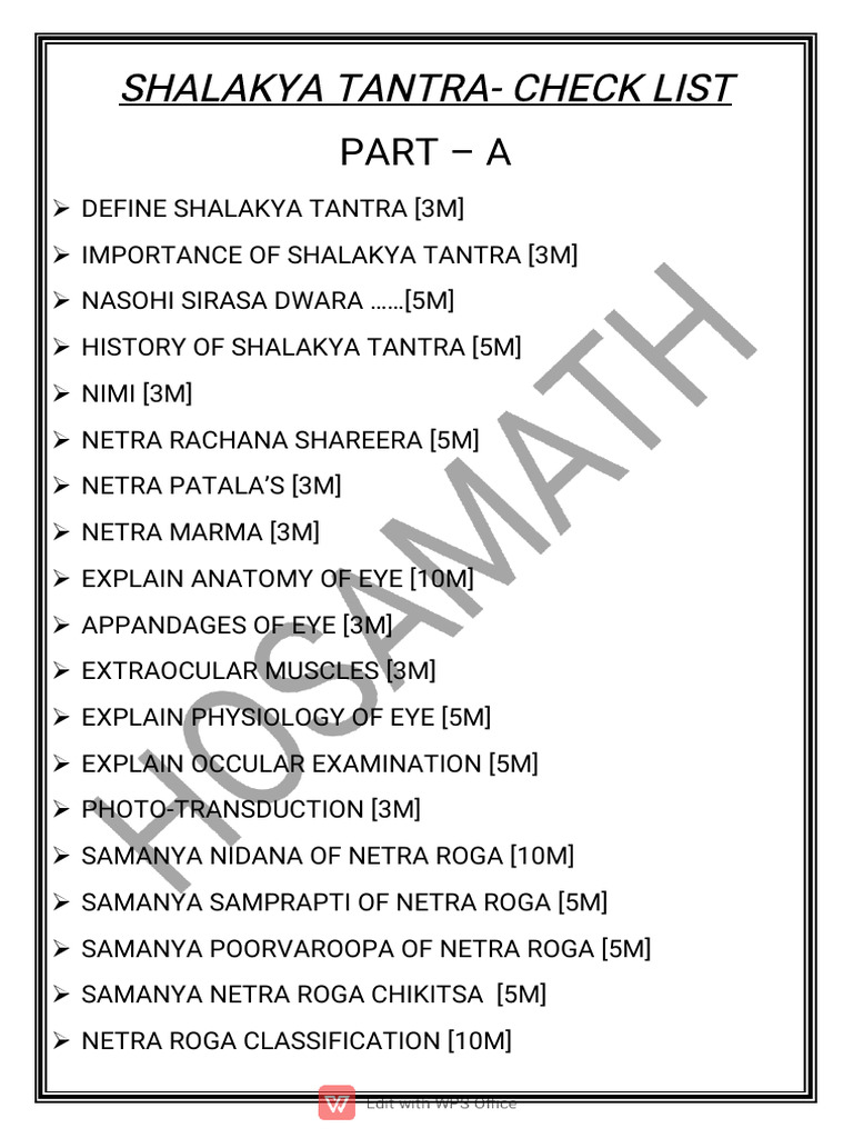 Shalakya Tantra Question Paper | PDF | Animal Diseases