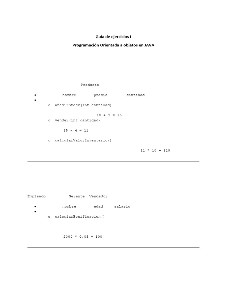 Guia de Ejercicios I POO en JAVA | PDF | Herencia (Programación Orientada a Objetos) | Objeto ...