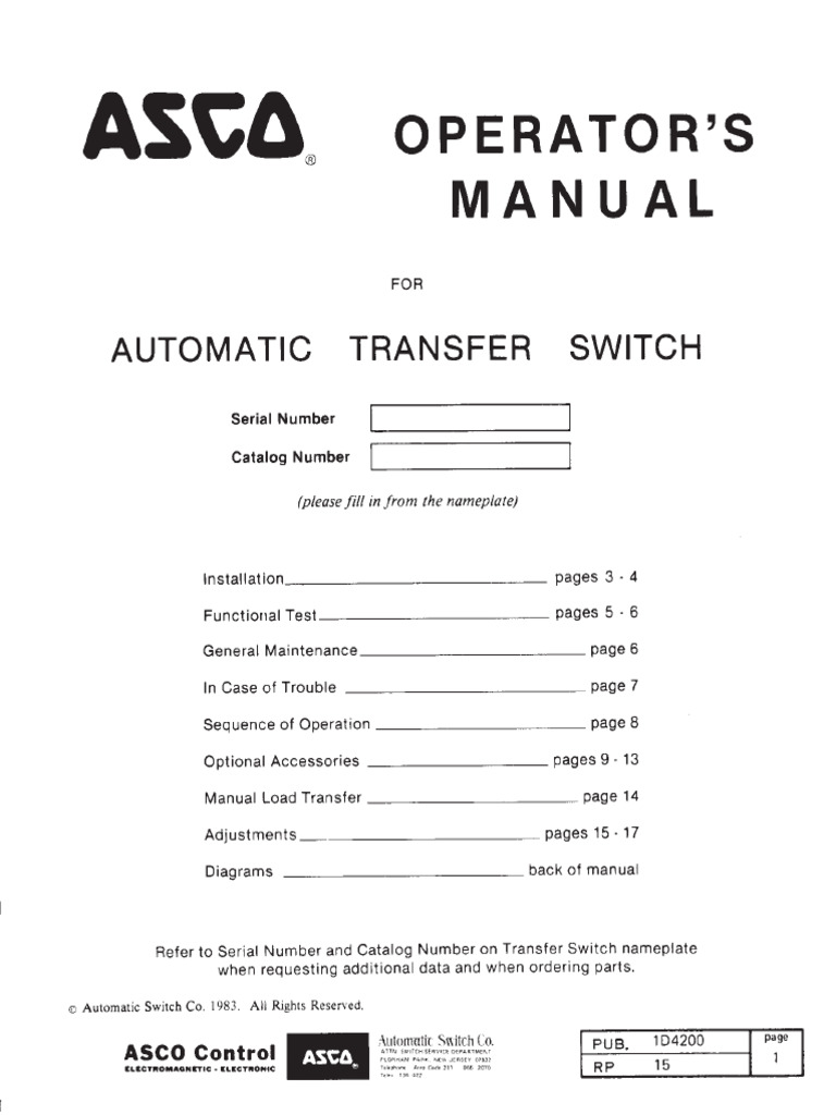 ASCO 940 Manual | PDF