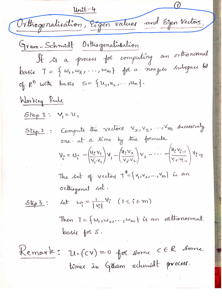 Unit 4 Orthogonalization, Eigen Values and Eigen Vectors | PDF