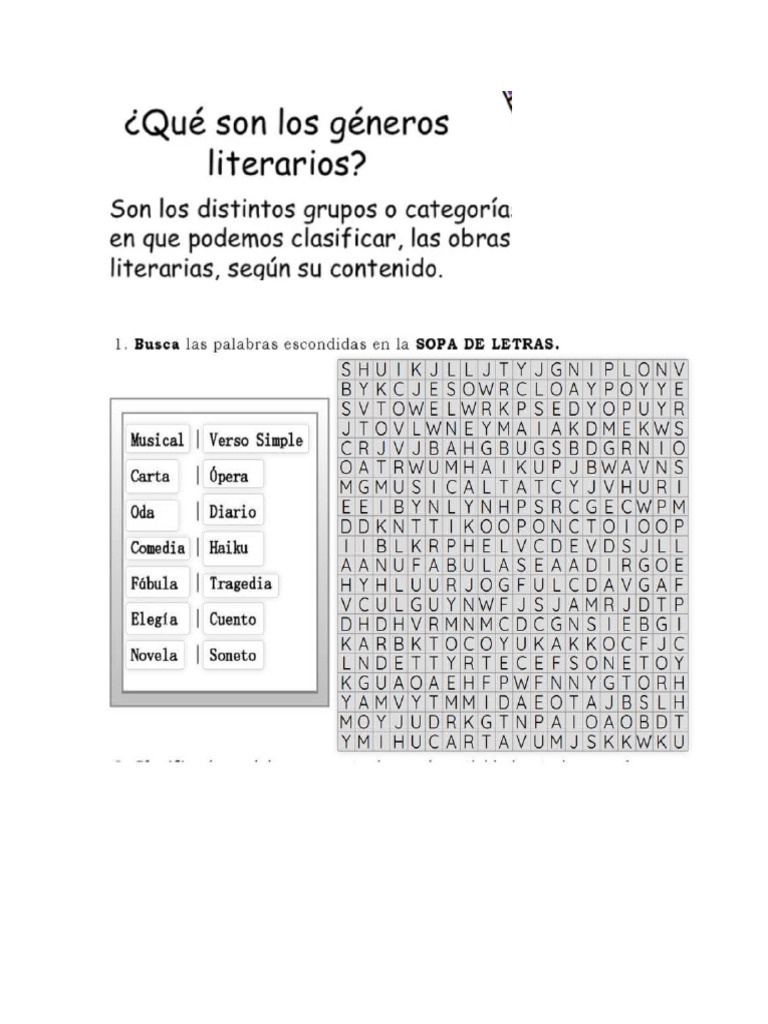 Actividades de Generos Literarios 7 | PDF