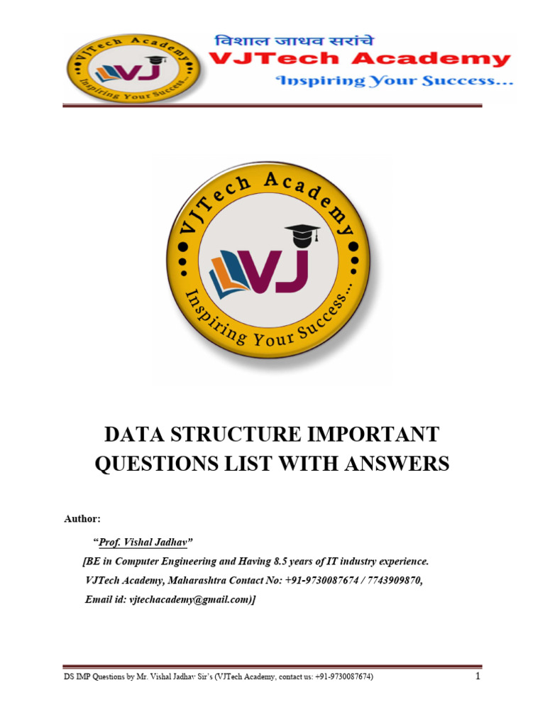 Data Structure IMP Questions With Answers | PDF | Time Complexity | Data Type