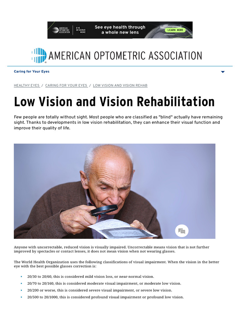 Low Vision and Eye Care Guide | PDF | Visual Impairment | Cataract