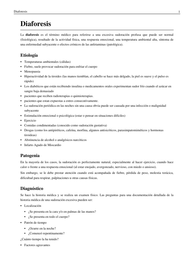 Definición y causas de diaforesis | PDF | Transpiración | Epidemiología